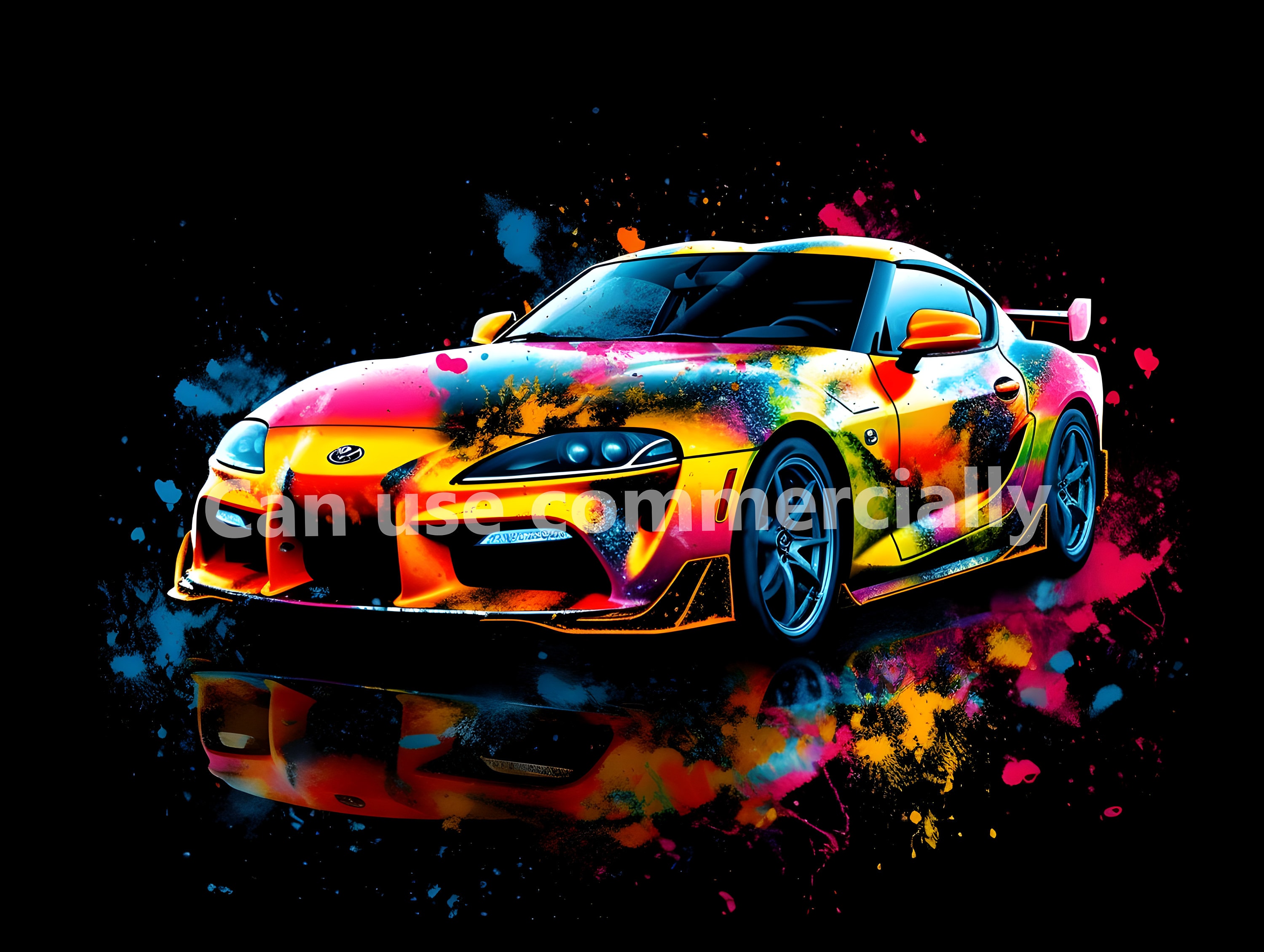 Splash Car Art, Toyota Supra Mk, Digital Download, Digital Art Print ...