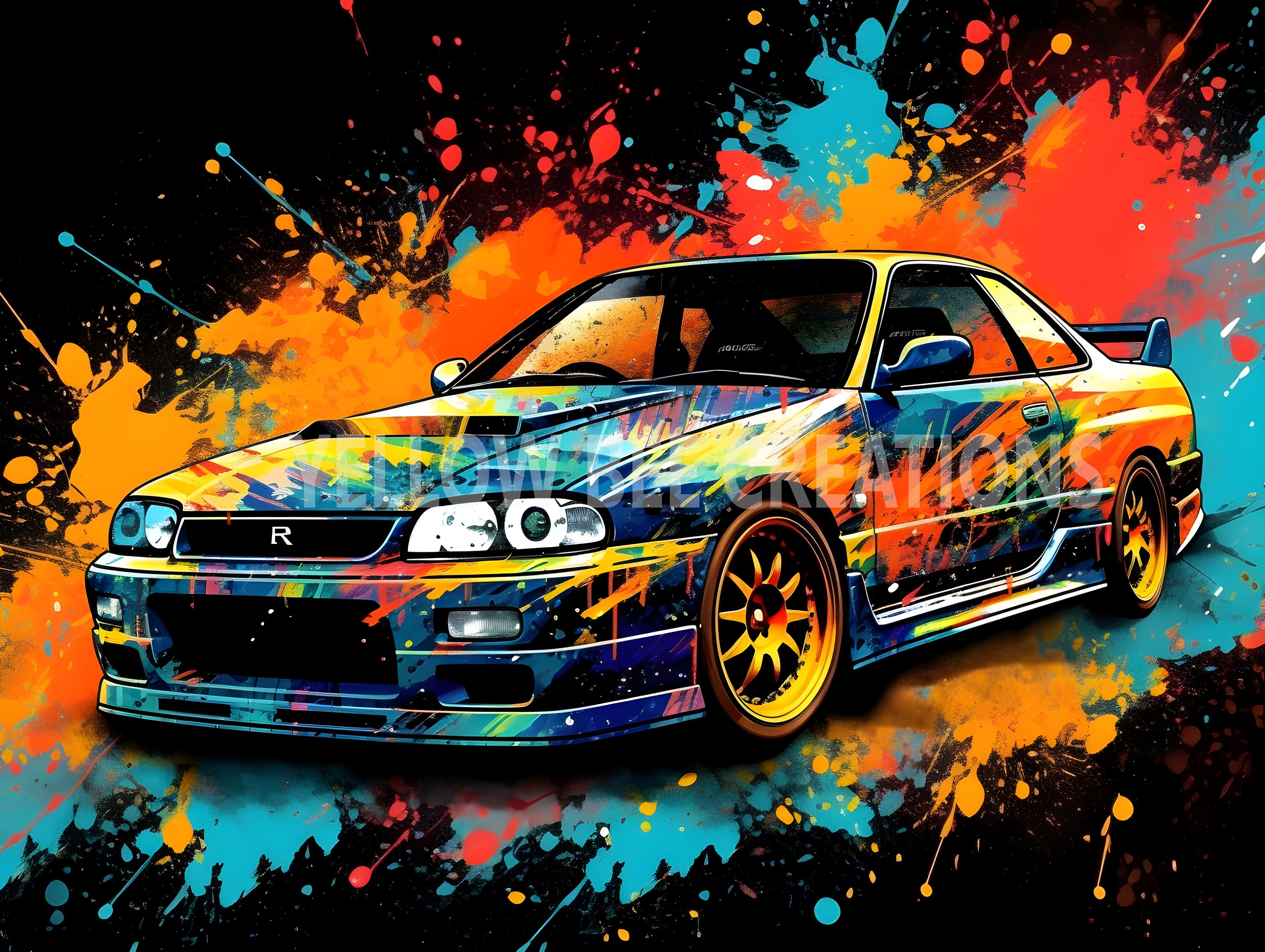 Splash Car Art, Skyline Art, Digital Car Download, Digital Car Art ...
