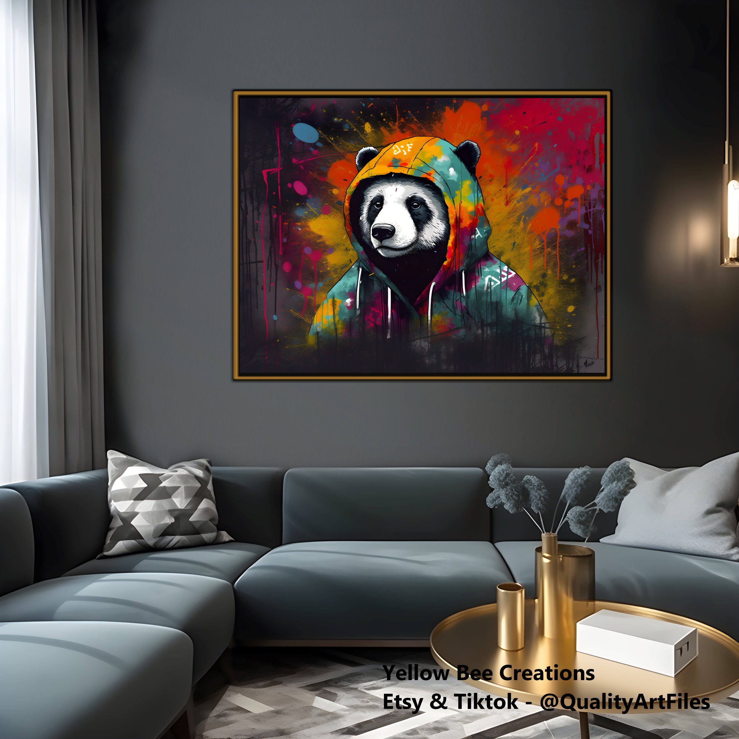 Colorful Panda Art, Panda Transparent, Digital Download, Digital Art ...