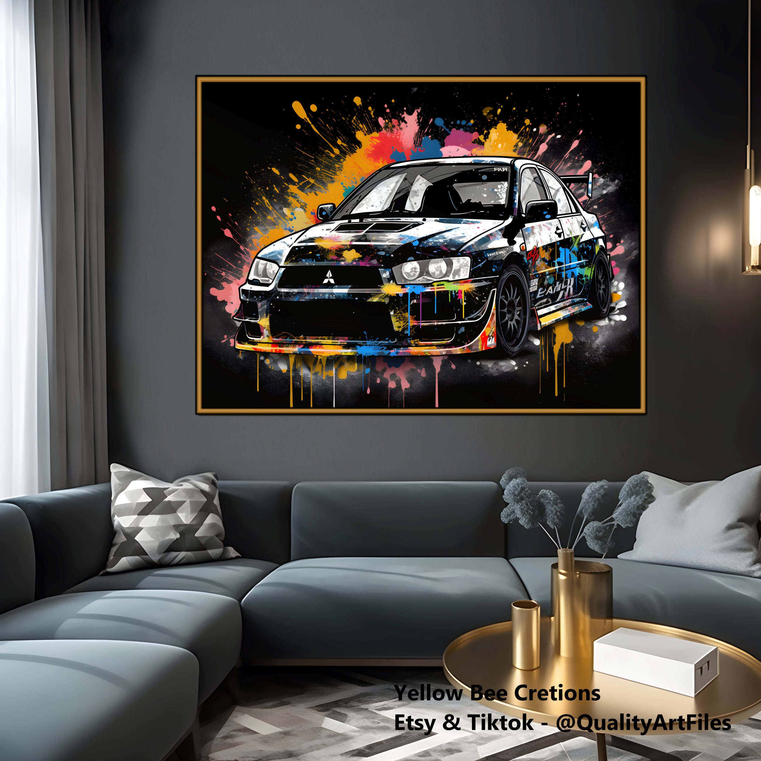 Splash Car Art, Lancer EVO Art, Digital Car Download, Lancer Wall Art ...