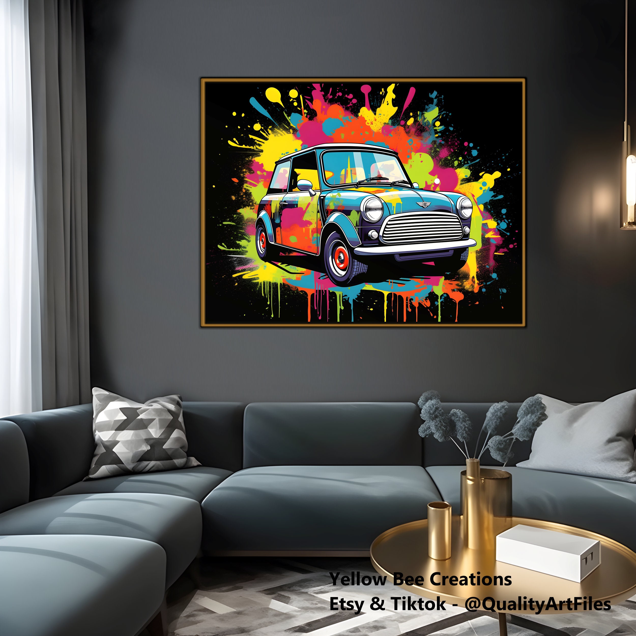 Colorful Car Art, Mini Cooper, Digital Download, Digital Art Print ...