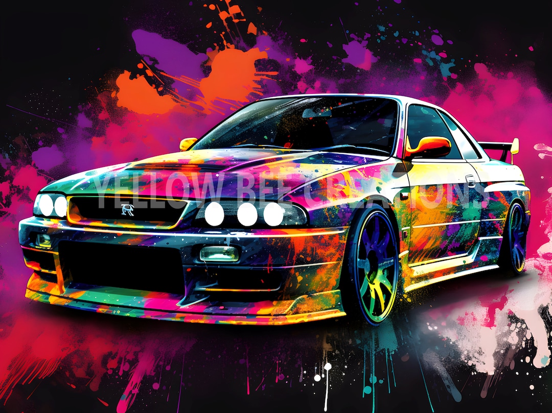 Splash Car Art, Skyline GT Art, Digital Car Download, Digital Car Art ...
