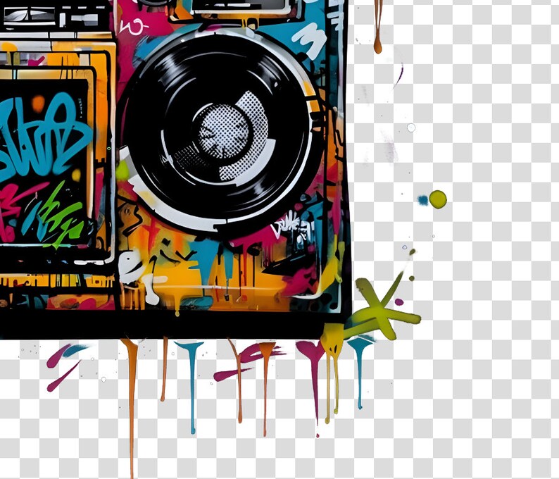 Graffiti Splash Boom Box, Transparent PNG, Colorful Wall Art, Artful ...