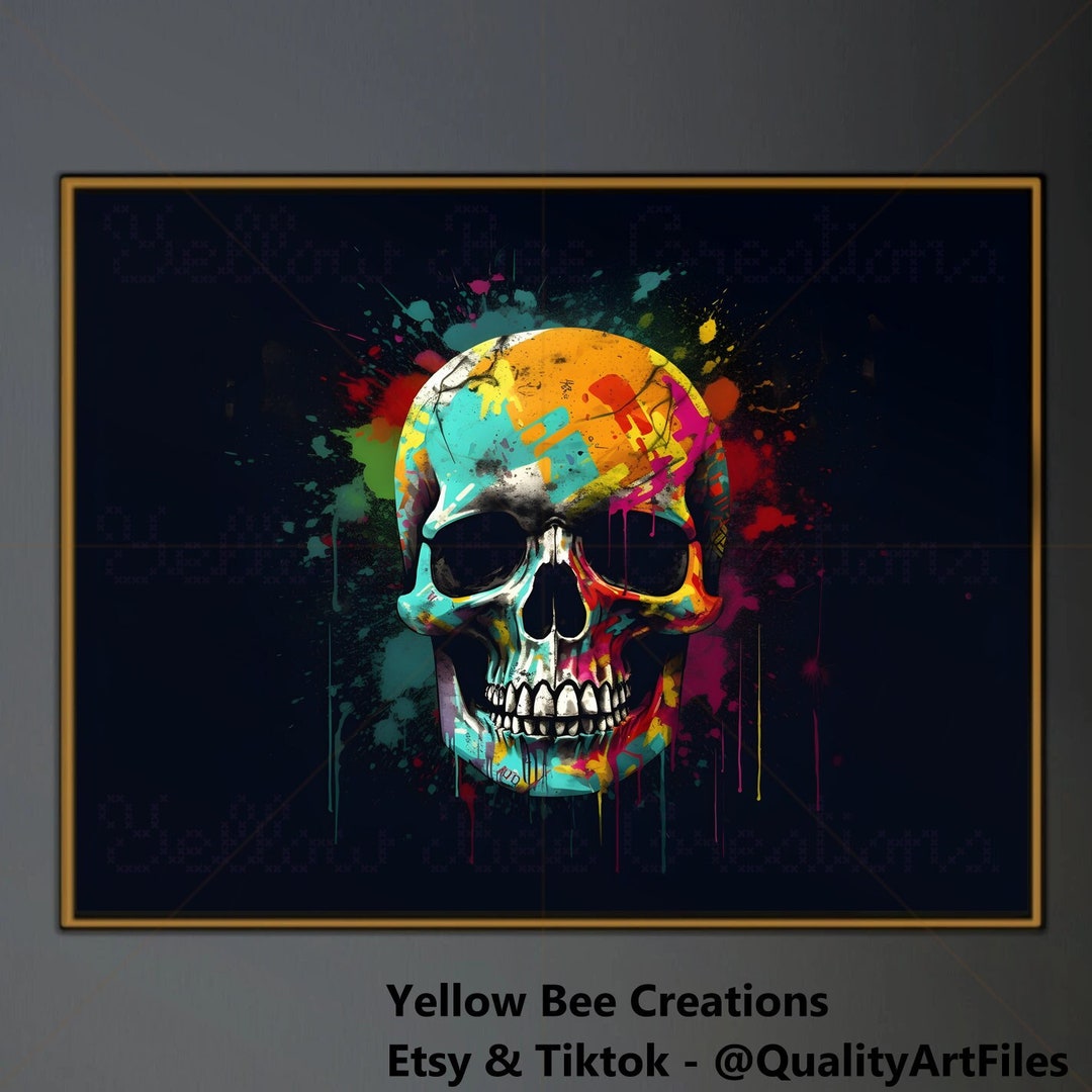 Graffiti Splash Skull, Transparent PNG, Colorful Skull, Artful Files ...