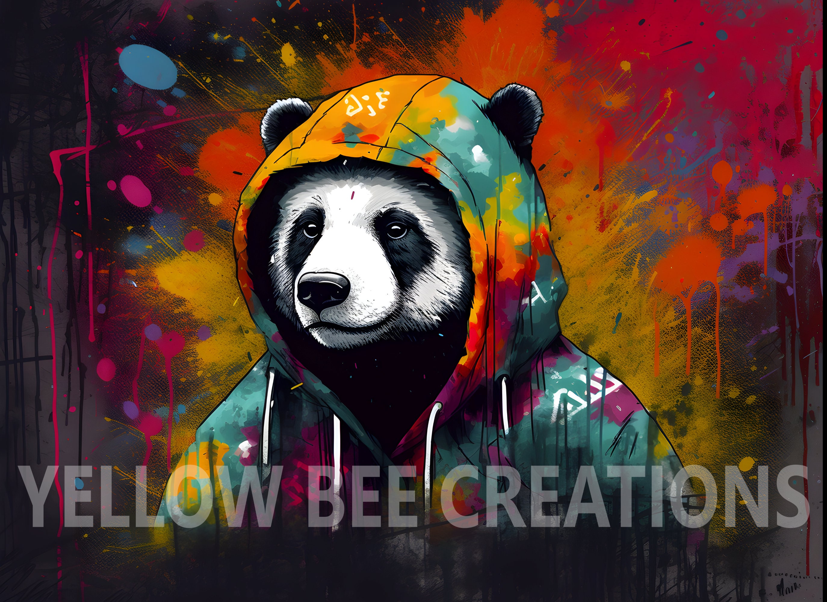 Colorful Panda Art, Panda Transparent, Digital Download, Digital Art ...