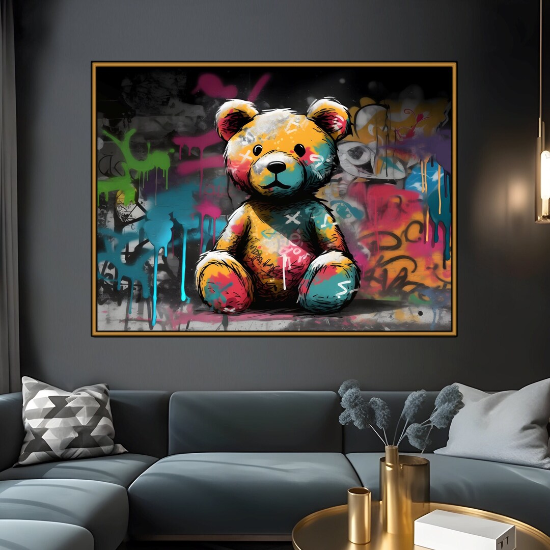 Colorful Bear Art, Teddy Art, Digital Download, Digital Art Print, Cute ...