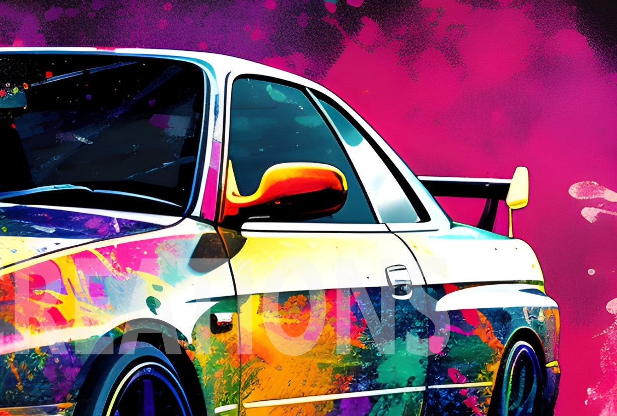 Splash Car Art, Skyline GT Art, Digital Car Download, Digital Car Art ...