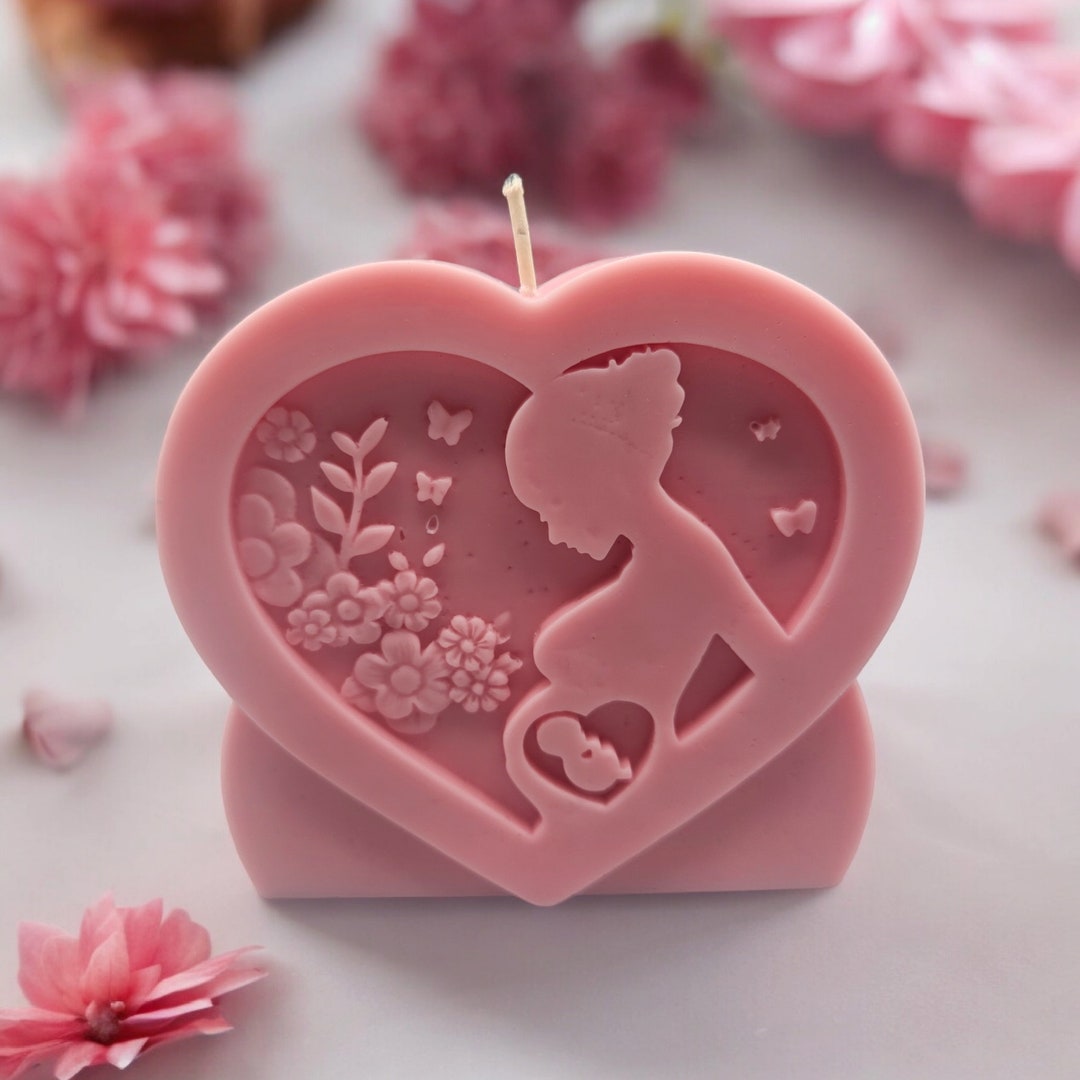 Pregnant Woman Heart Candle – Motherhood & Pregnancy Decorative Candle ...