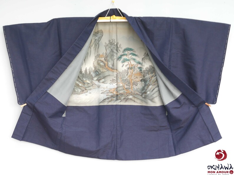 Traditional Japanese Haori for Men in Blue Silk Decorated With - Etsy