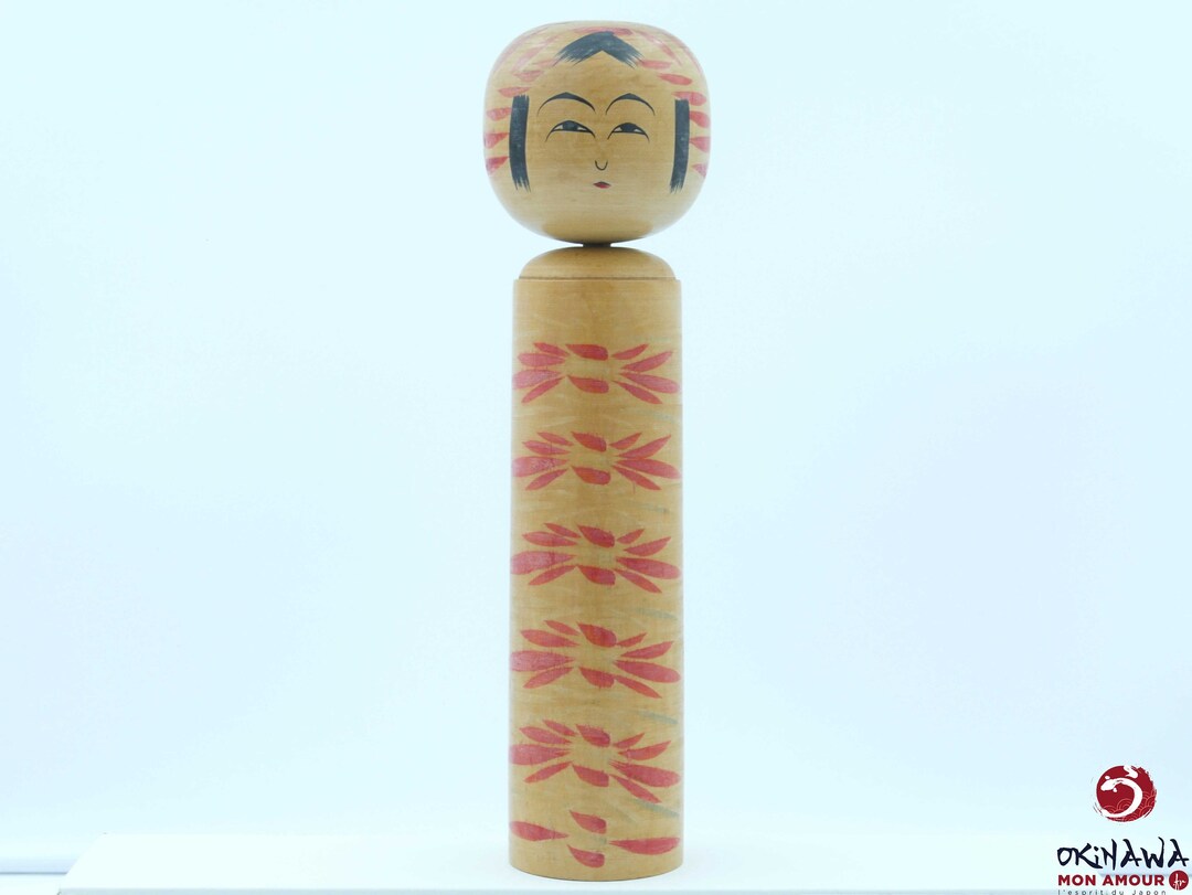 Traditional Japanese Dento Kokeshi Doll in Nanbu Hanamaki Style, Signed ...