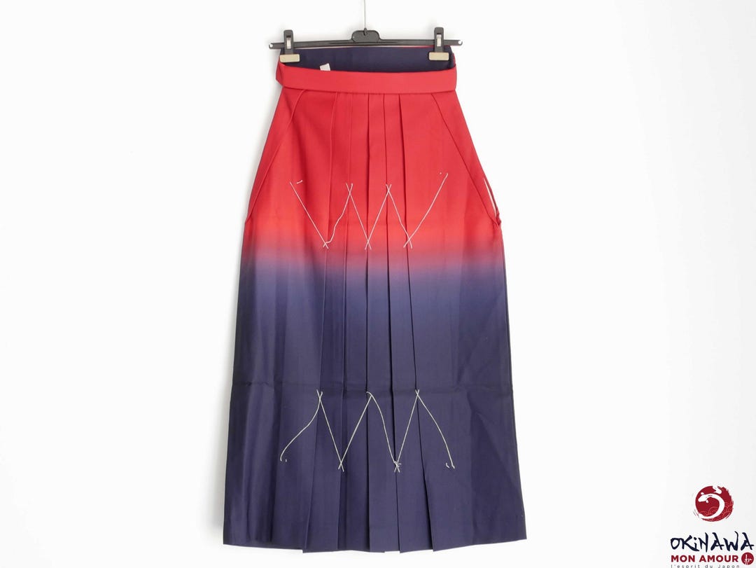 Traditional Japanese Hakama for Women Andon Bakama Blue and Red With 3 ...