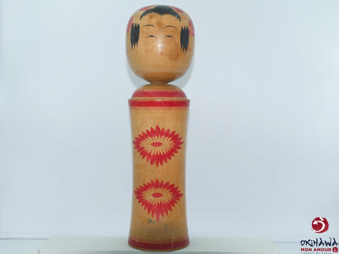 Traditional Japanese Dento Kokeshi Doll in Narugo Style, Item Signed by ...