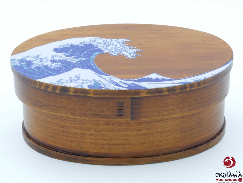 Japanese Cedar Wood Bento Box Depicting the Wave off Kanagawa - Etsy