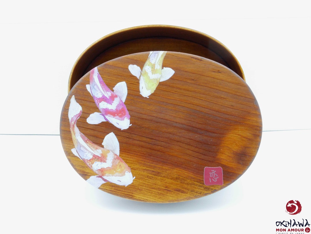 Japanese Cedar Wood Bento Box Depicting 3 Koi Carp - Etsy