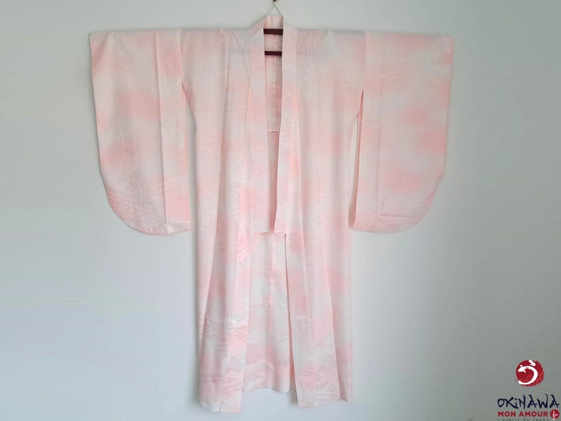 Traditional Japanese Pink Silk Juban for Women Decorated With Peonies ...