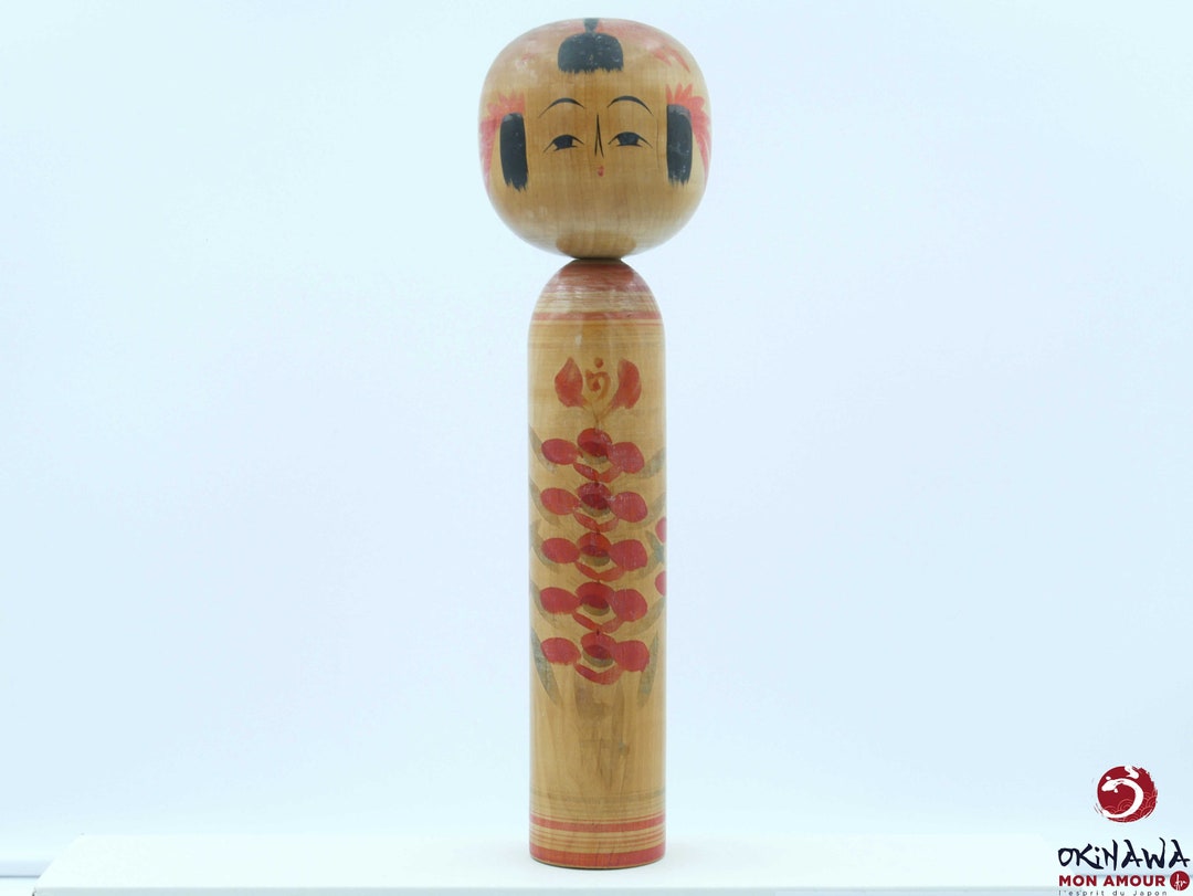 Traditional Japanese Dento Kokeshi Doll in Yamagata Style, Signed Item ...