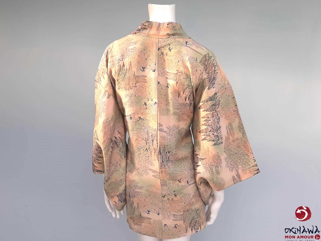 Green and Beige Silk Haori Traditional Japanese Haori Kimono - Etsy