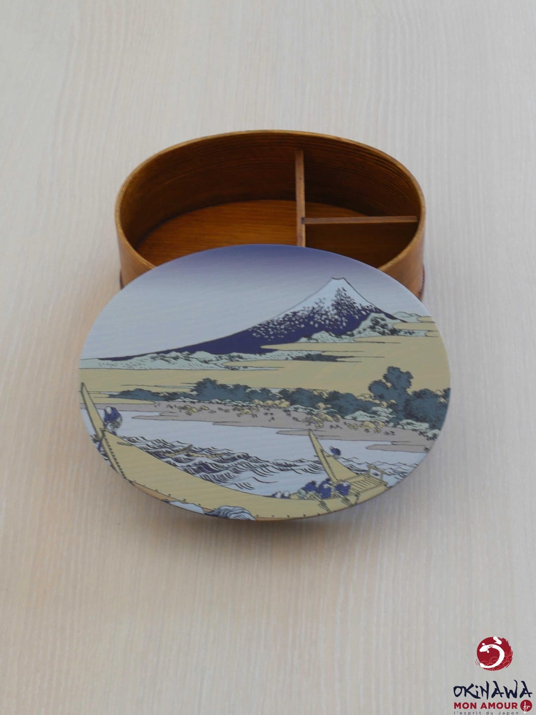 Japanese Cedar Wood Bento Box Depicting One of Hokusai's 36 Views of ...