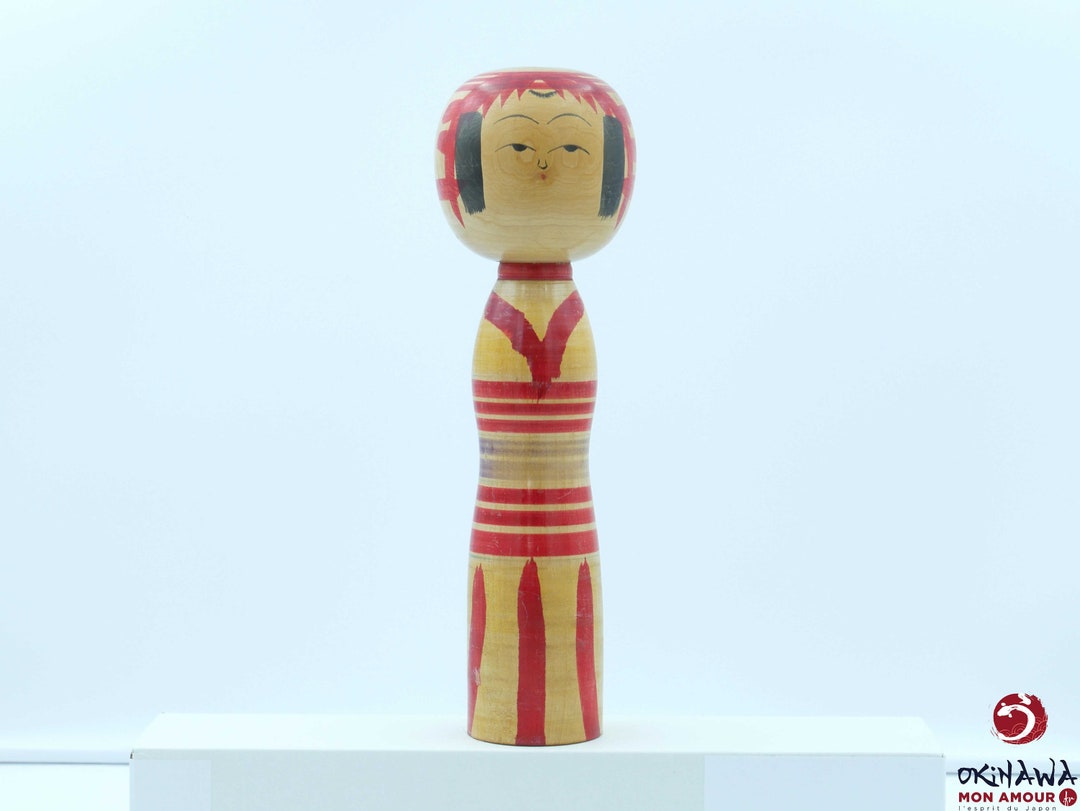 Japanese Traditional Dento Kokeshi Doll in Yajiro Style, Signed Item by ...