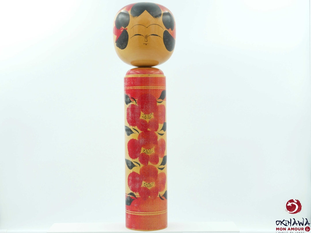 Traditional Japanese Kokeshi Dento Doll in Shingata Style, Signed Item ...