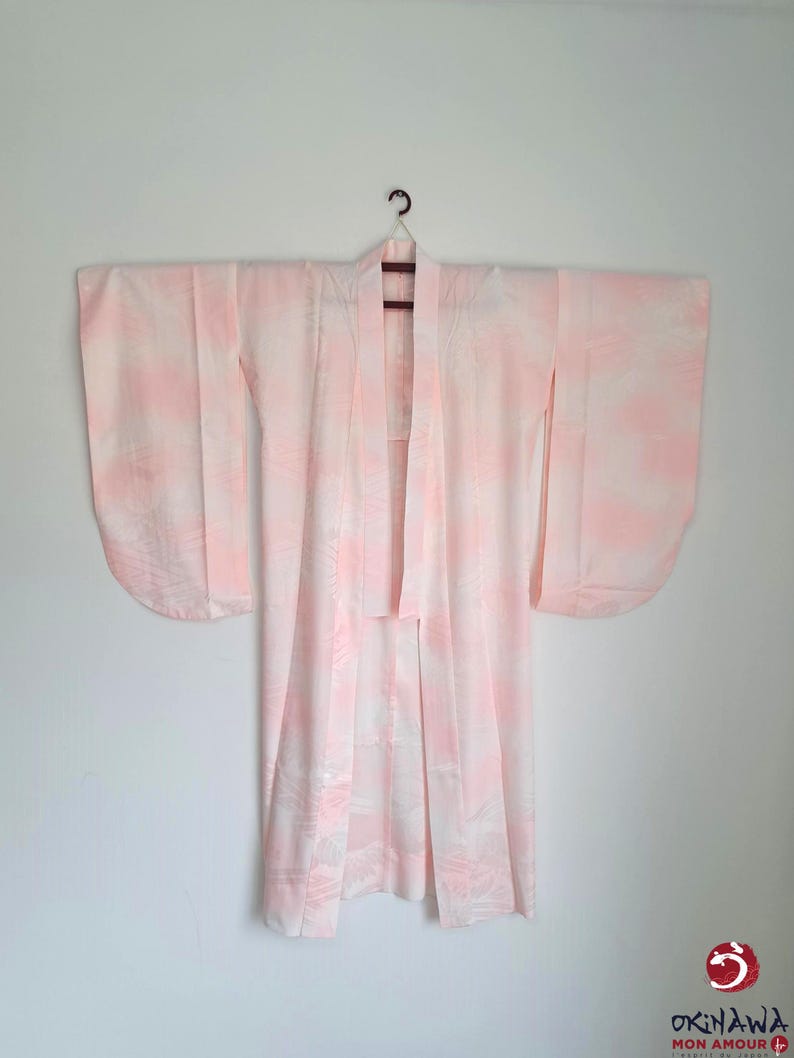 Traditional Japanese Pink Silk Juban for Women Decorated With Peonies ...