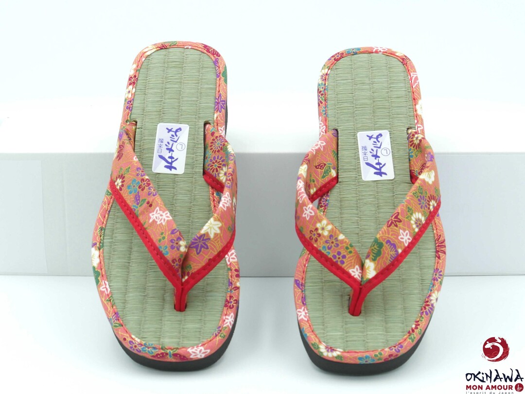 Japanese Zori Type Sandals Shoes for Women in Real Tatami Pink Color ...