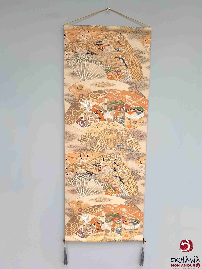 Silk Wall Tapestry, Japanese Decoration, Handmade, Traditional Silk Obi ...