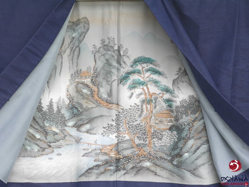 Traditional Japanese Haori for Men in Blue Silk Decorated With - Etsy