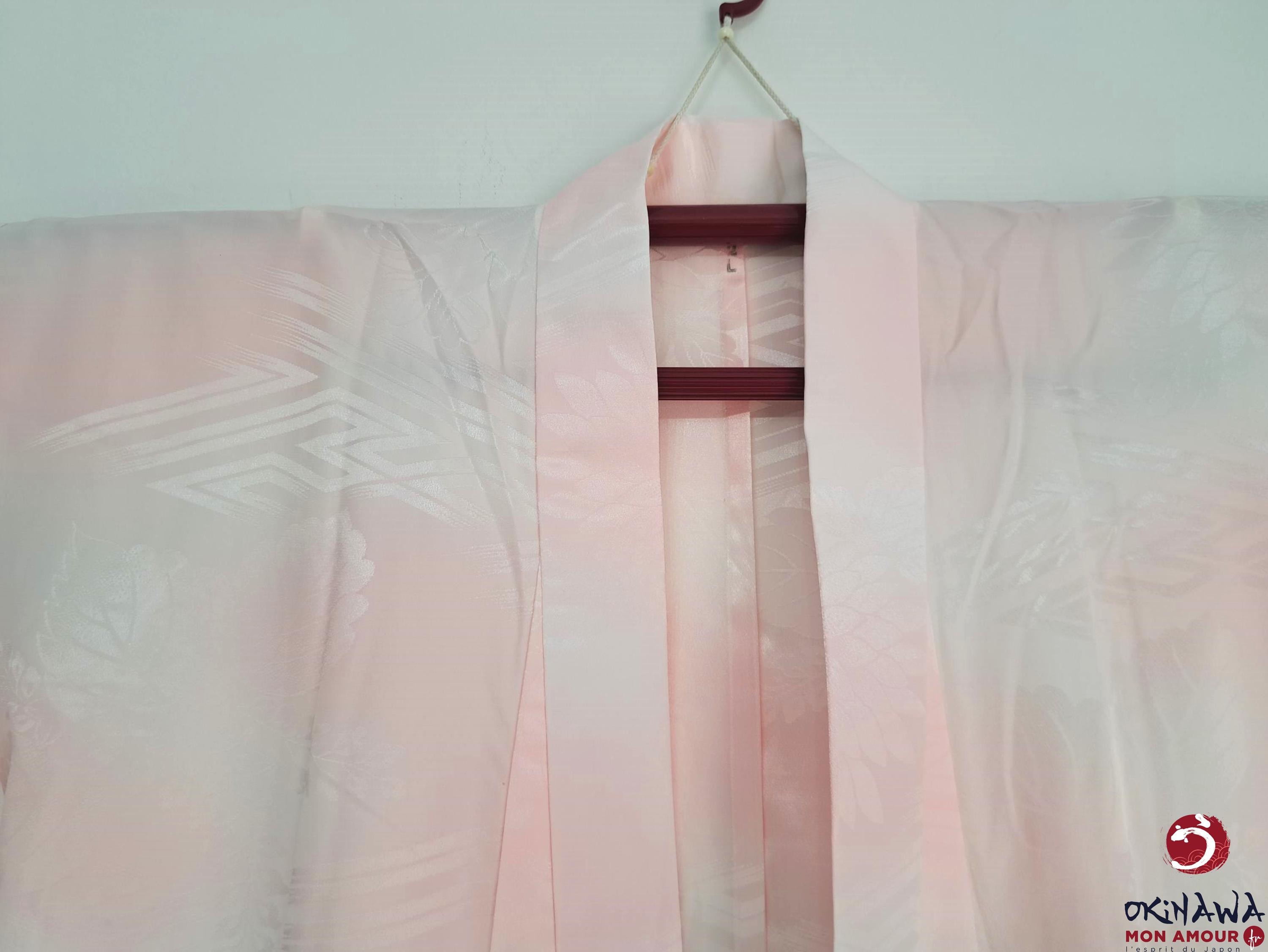 Traditional Japanese Pink Silk Juban for Women Decorated With Peonies ...