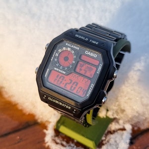 Red Metal Royale – Modified Watch Based on Casio AE-1200 – Inverted Red ...