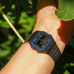 Classic Black – Modified Watch Based on Casio F-91W – All-black Digital ...