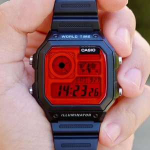 Casio Custom Hydro Mod Royale AE1200 Crimson Pulse Watch Red Polarized ...