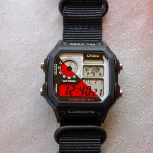 Casio Custom Hydro Mod Royale AE1200 Street Voyager 22mm Watch Red ...