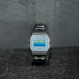 Custom Casio F-91W Blue Lagoon Watch Modified Gray Casio Vintage ...