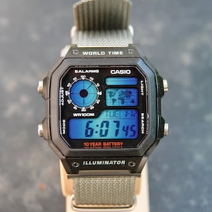 Casio Custom Hydro Mod Royale AE-1200 Polar Blue 22mm Watch Blue ...