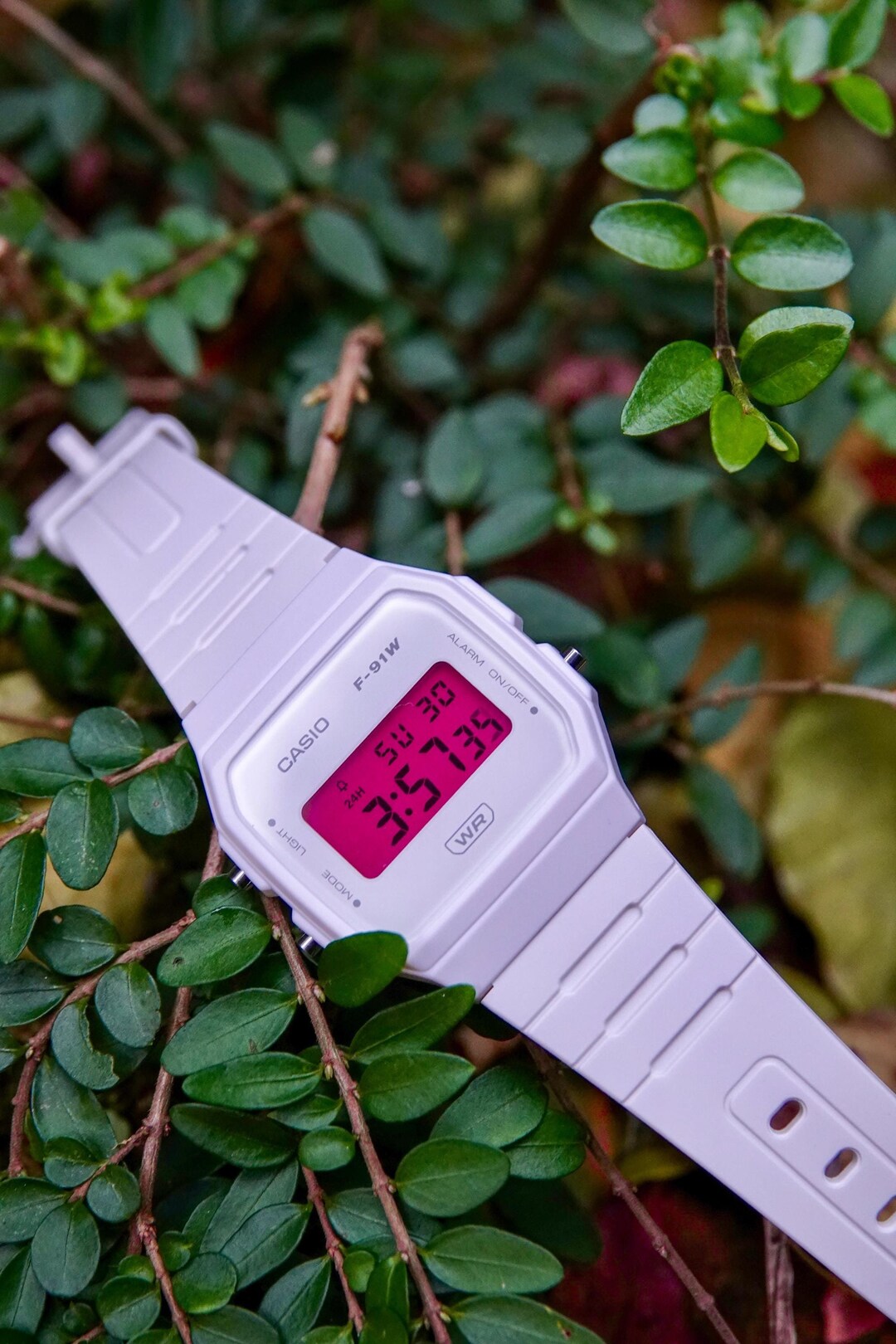 Pink White – Modified Watch Based on Casio F-91W – White Digital Case ...