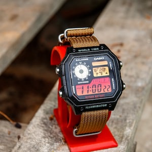 Casio Custom Hydro Mod Royale AE1200 Sand Star Watch Red and Yellow ...