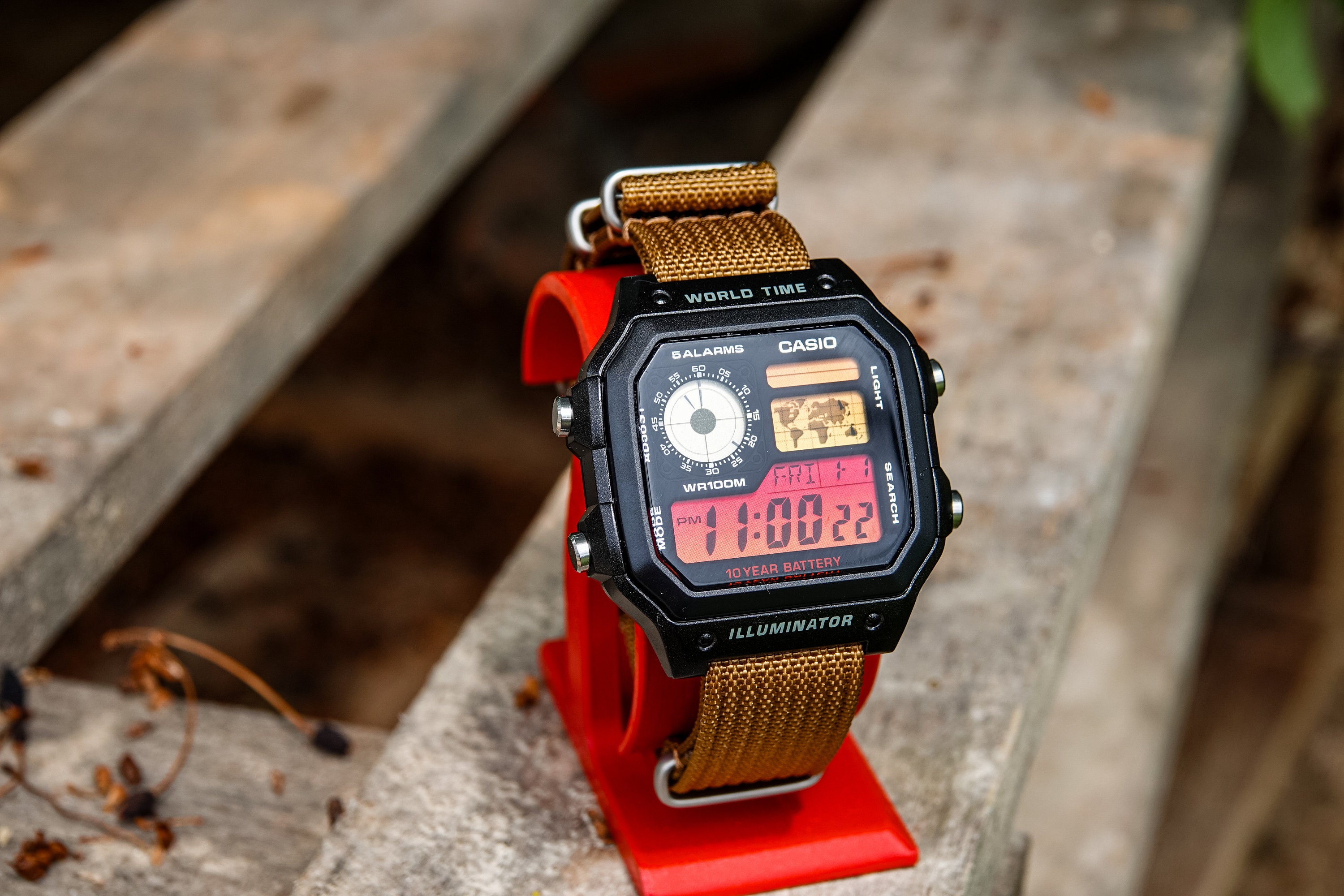 Casio Custom Hydro Mod Royale AE1200 Sand Star Watch Red and Yellow ...