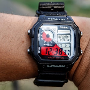 Casio Custom Hydro Mod Royale AE1200 Street Voyager 22mm Watch Red ...