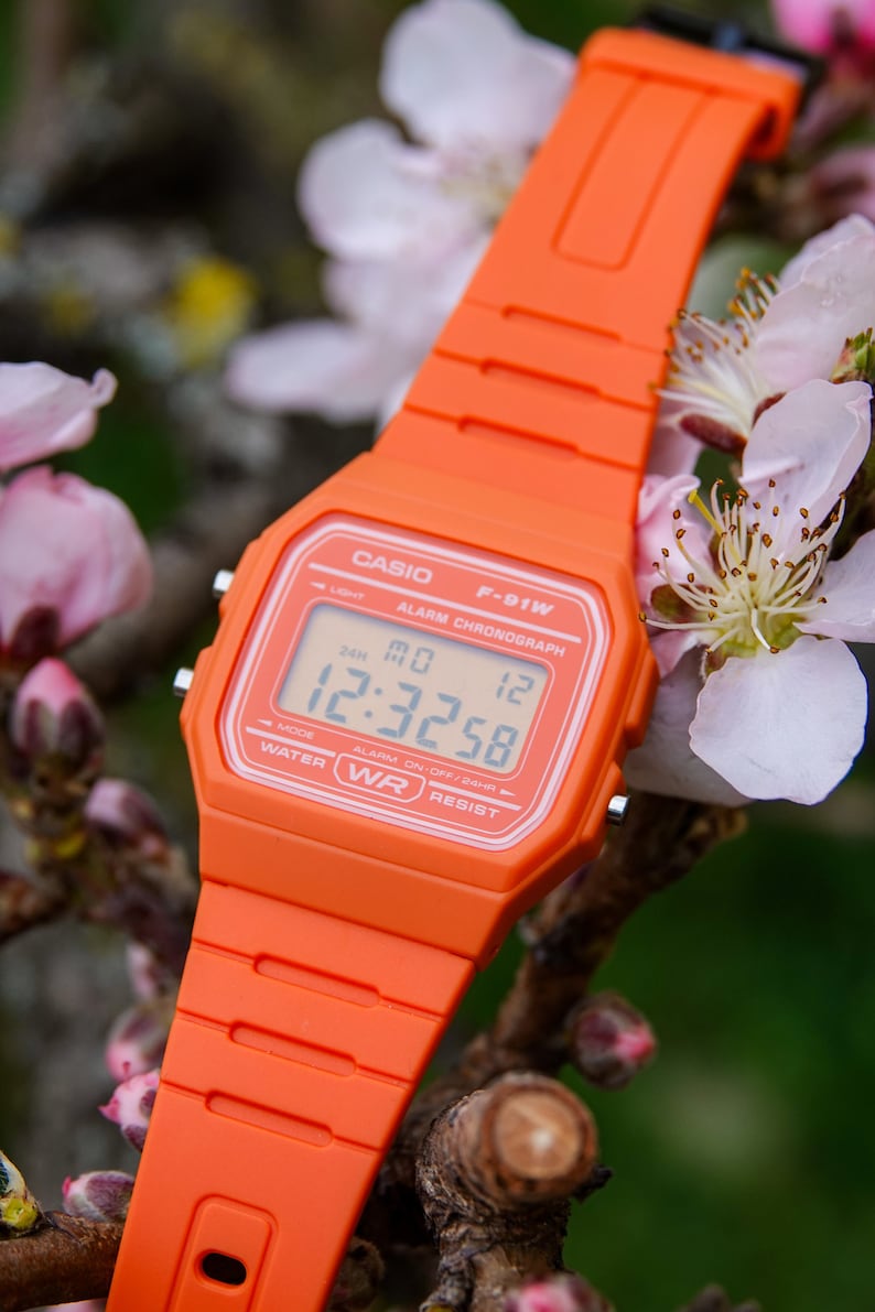 Custom Casio F91 prisontime Rare Color Modified Orange Casio Watch With ...