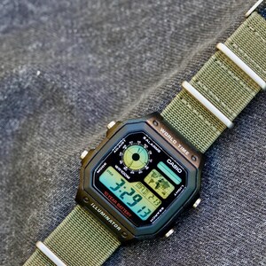 Casio Custom Hydro Mod Royale AE1200 Full Forest 22mm Watch Black ...
