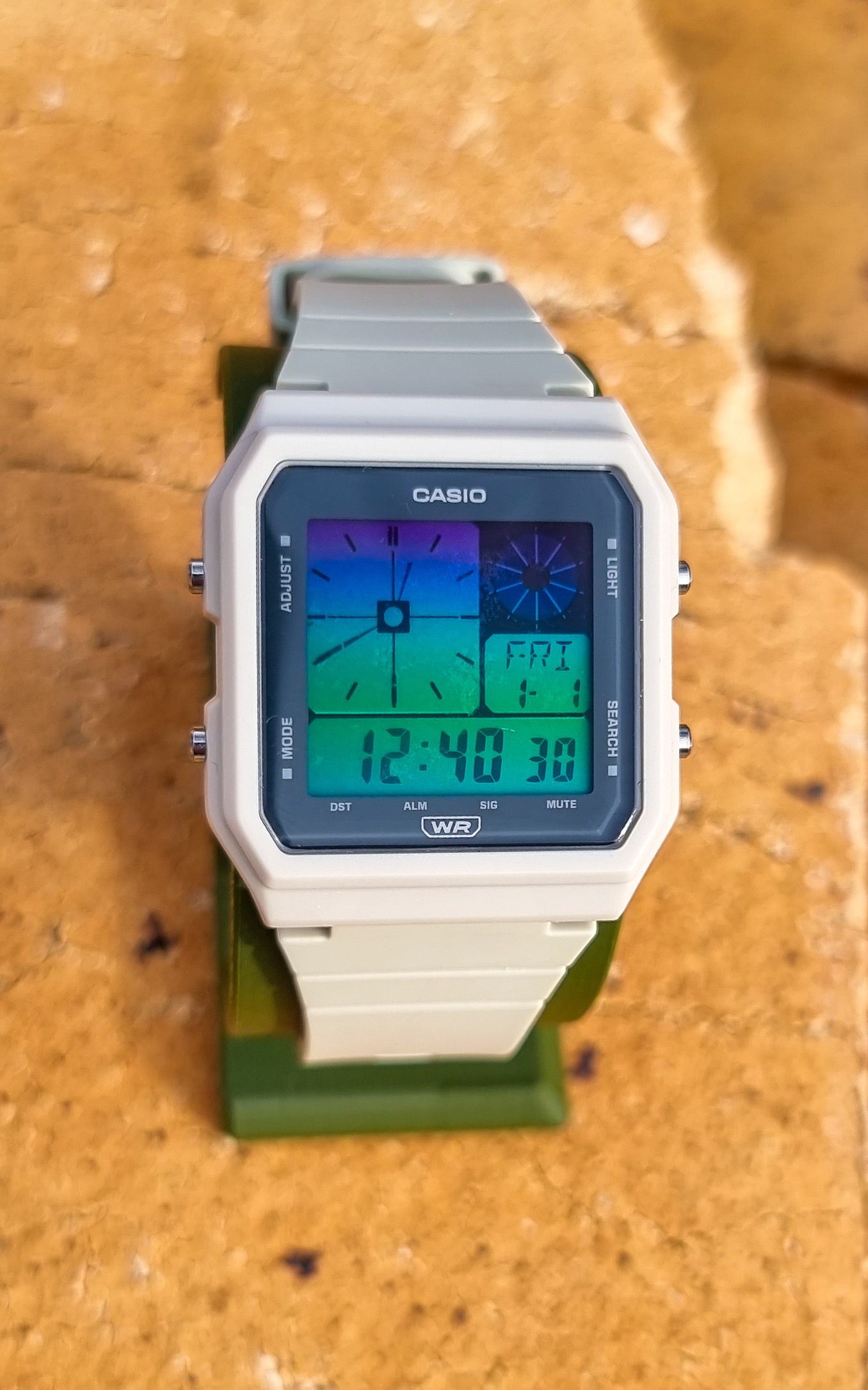 Custom Casio LF20W Beige Hydromod Casio Mod Twin Graph Purple and Green ...