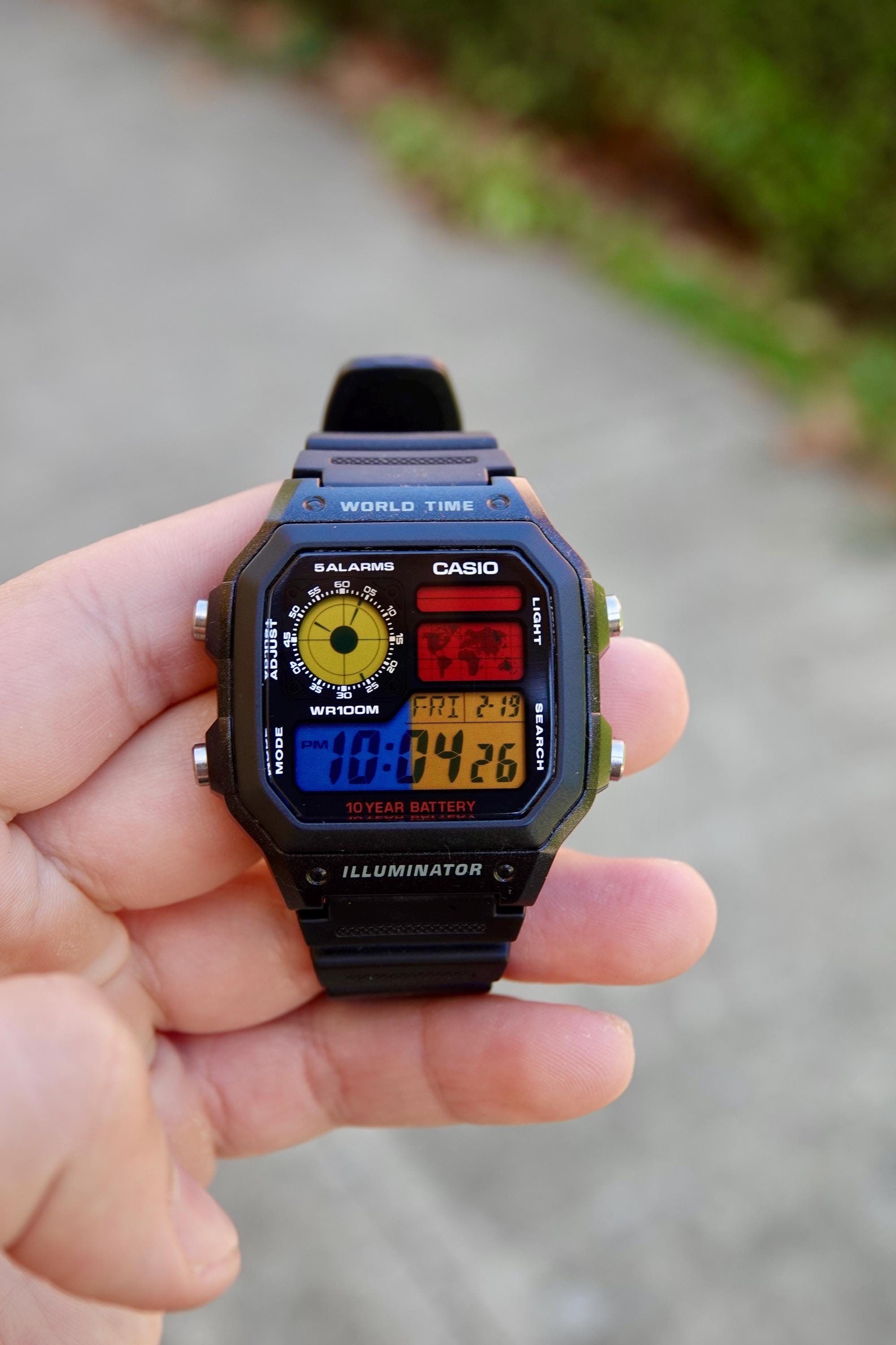 Vivid Horizon – Modified Watch Based on Casio AE-1200 – Blue, Red ...