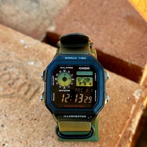 Casio Custom Hydro Mod Royale AE1200 Forest Royale 22mm Watch Black ...