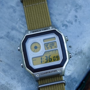 Casio Custom Hydro Mod Royale AE1200 Yellow Arrow 22mm Watch Silver ...
