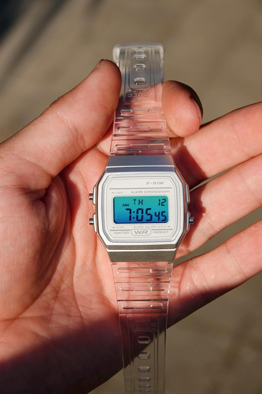 Sea Blue – Modified Watch Based on Casio F-91W – Transparent White Case ...