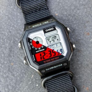 Casio Custom Hydro Mod Royale AE1200 Street Voyager 22mm Watch Red ...