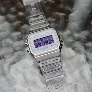 Casio F-91W Gridlines Clear- Modified White Casio F91W Grid Violet ...