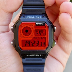 Casio Custom Hydro Mod Royale AE1200 Crimson Pulse Watch Red Polarized ...