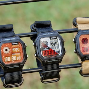 Casio Custom Hydro Mod Royale AE1200 Street Voyager 22mm Watch Red ...